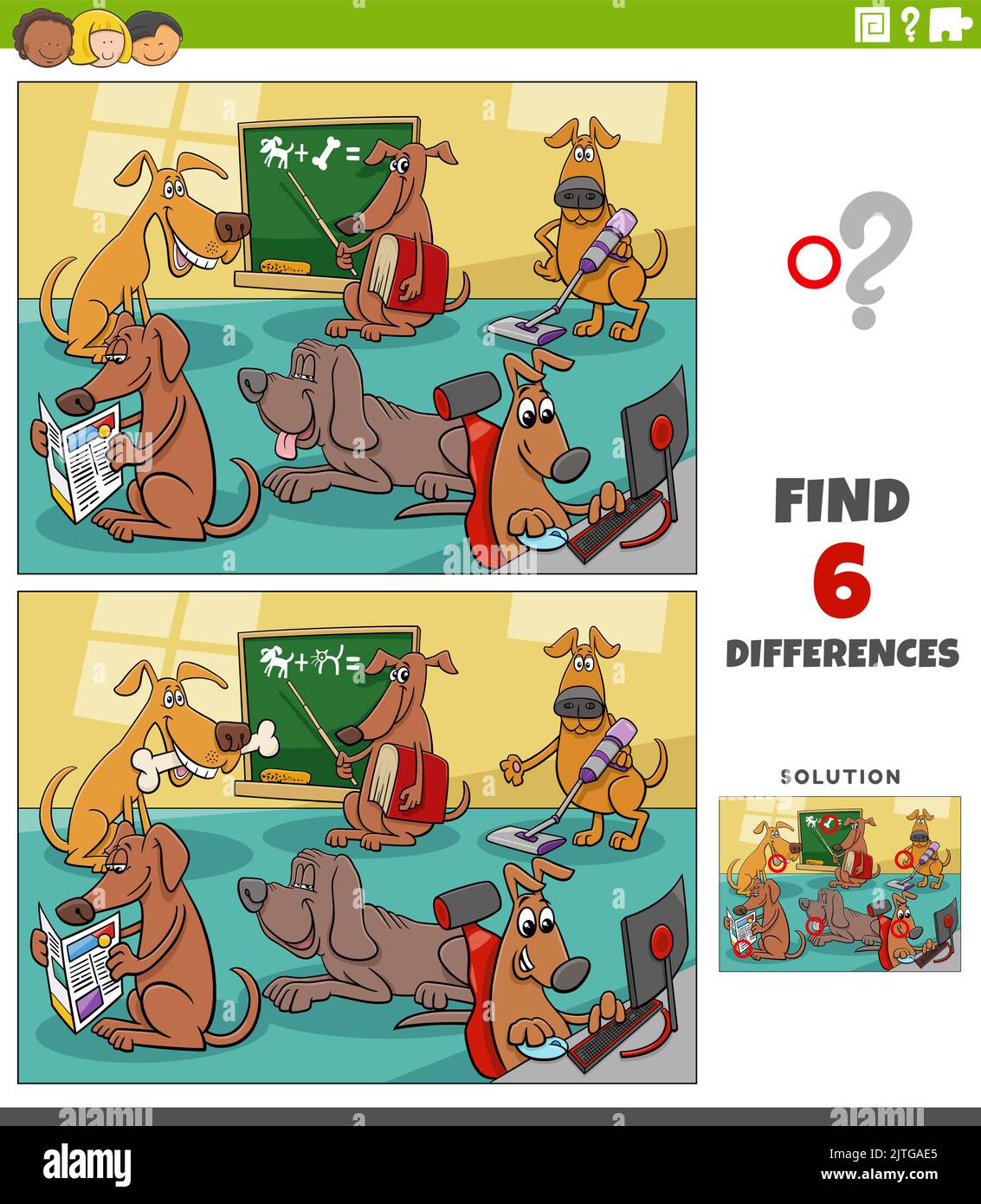 Cartoon illustration of finding the differences between pictures ...