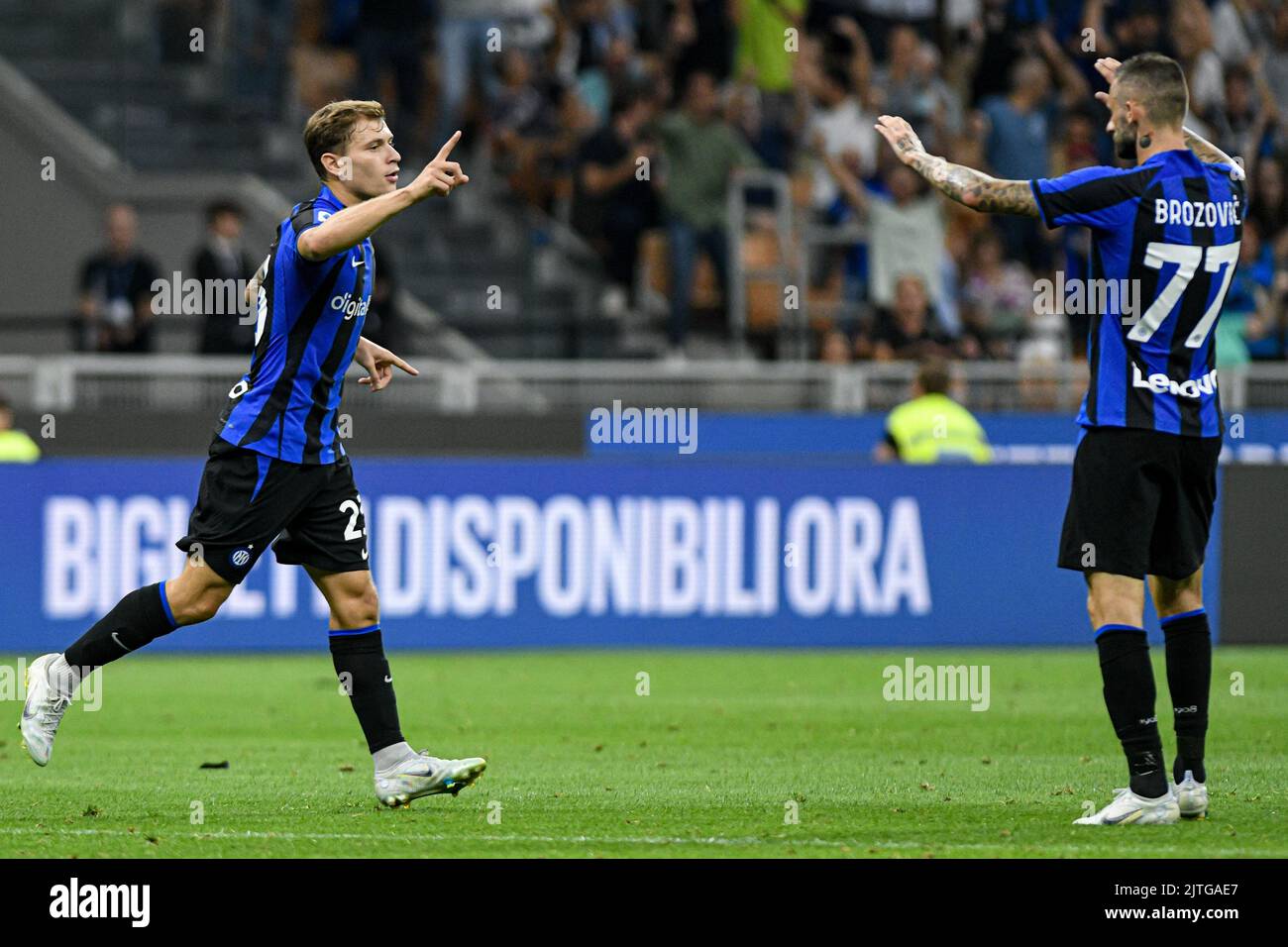 Nicolò Barella of FC Internazionale celebrates after scoring a goal ...