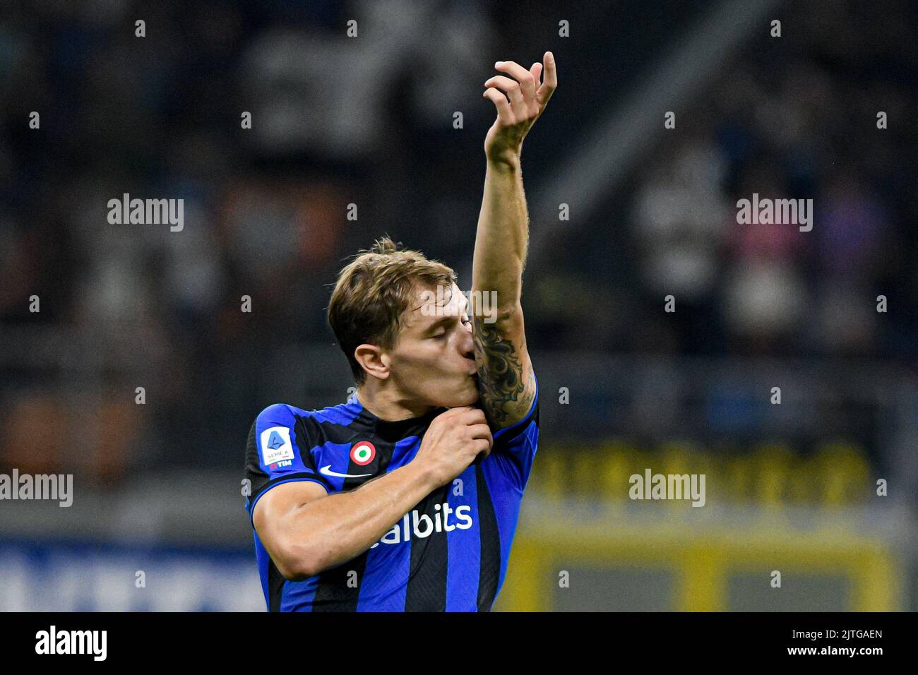 Nicolò Barella of FC Internazionale celebrates after scoring a goal ...