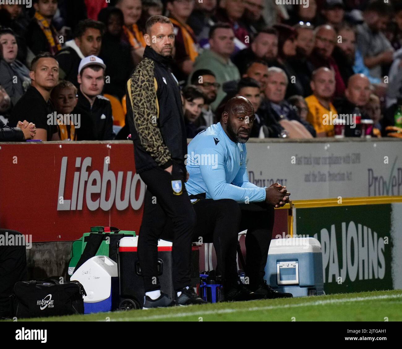 Darren Moore Sheffield Wednesday manager watches the game Stock Photo ...