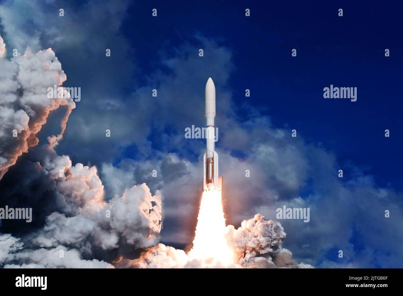 Launch of a space rocket into space. Elements of this image furnished ...