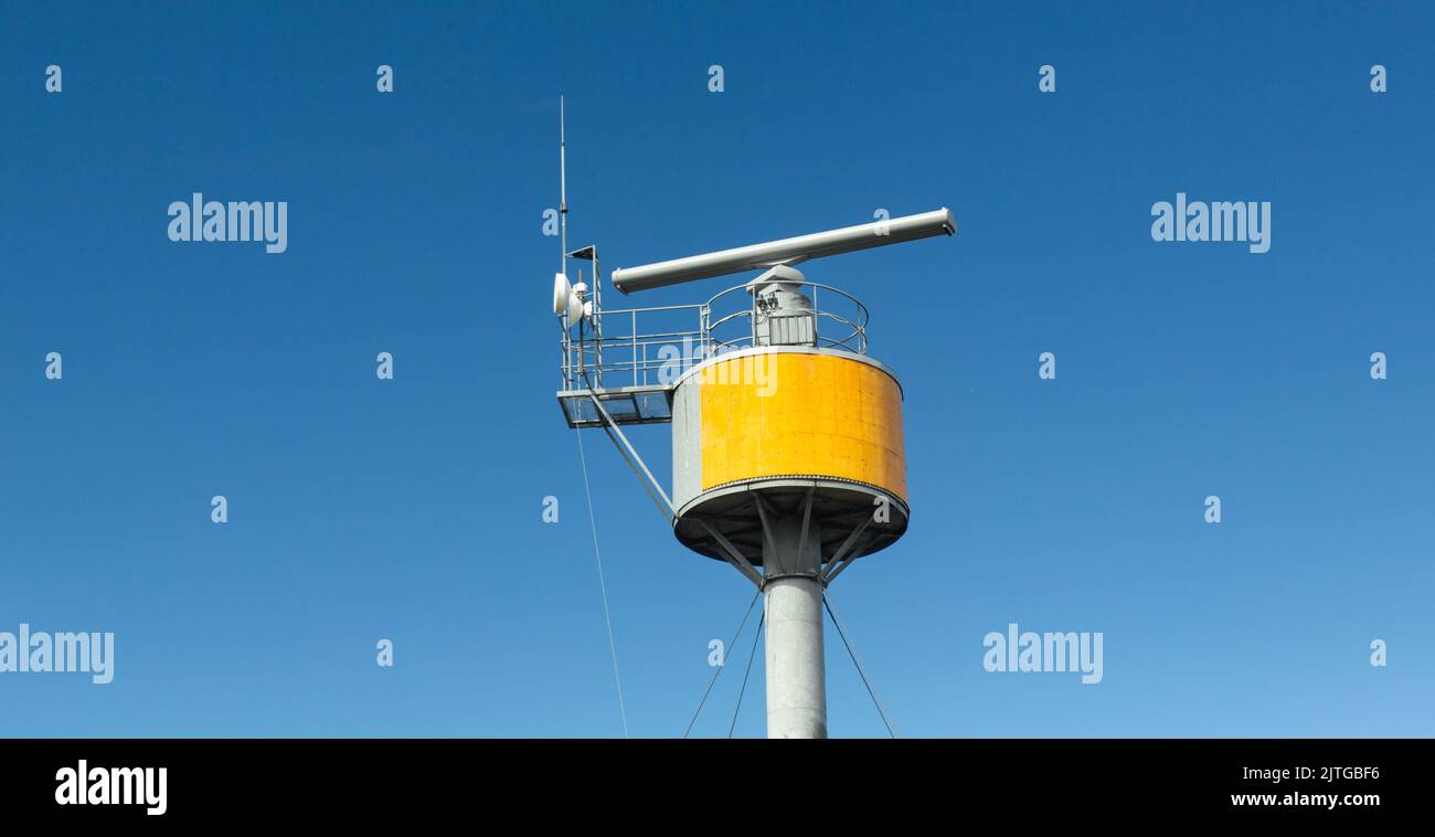 radar of vessel traffic control system on blue sky Stock Photo - Alamy