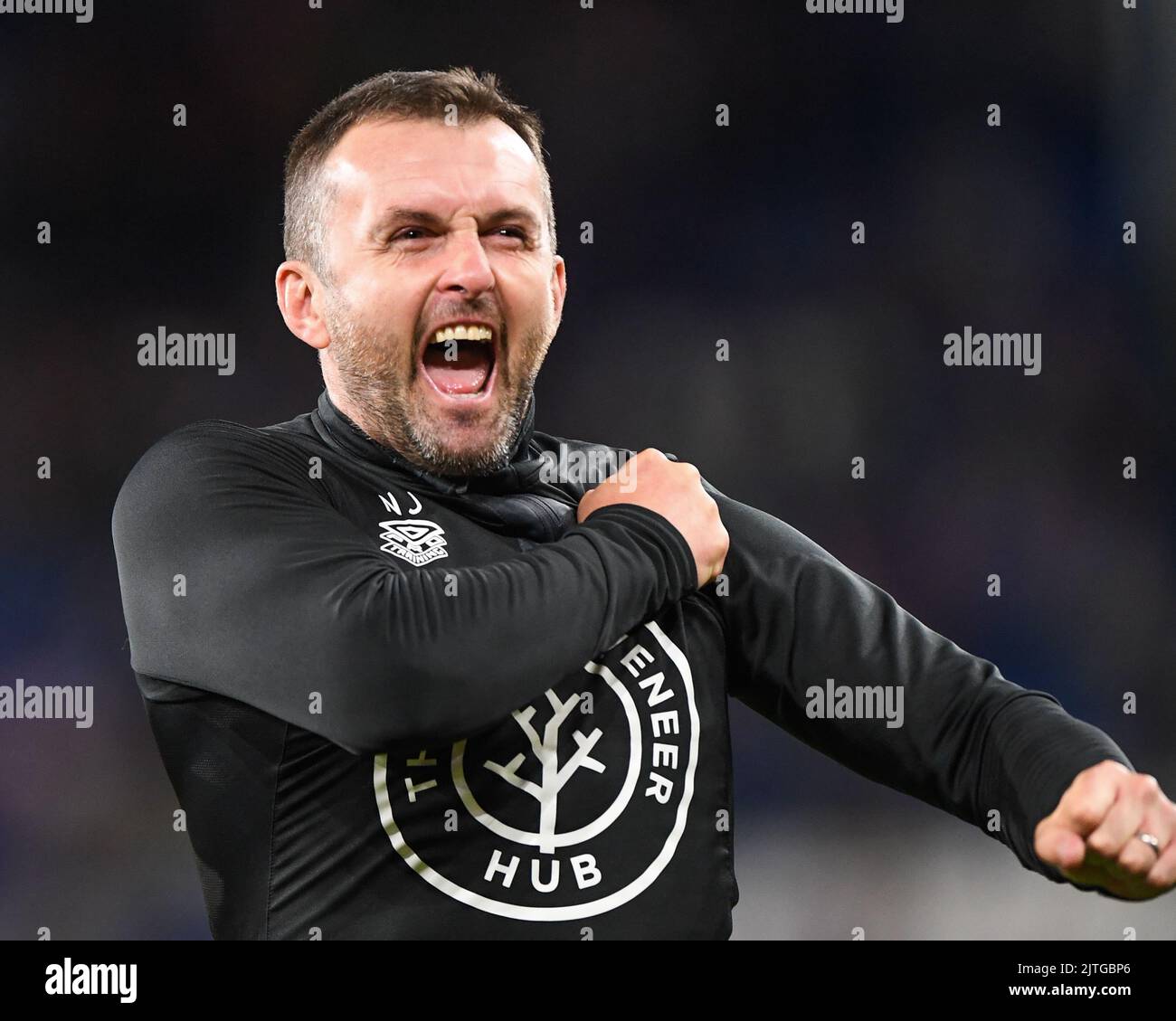 Nathan Jones manager of Luton Town celebrates at the end of the match ...