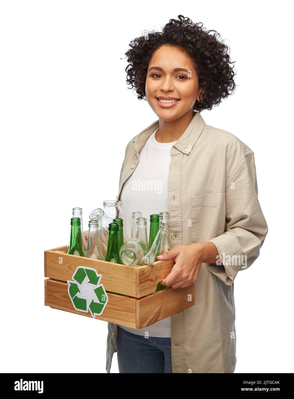 Black woman recycling bottles hi-res stock photography and images - Alamy