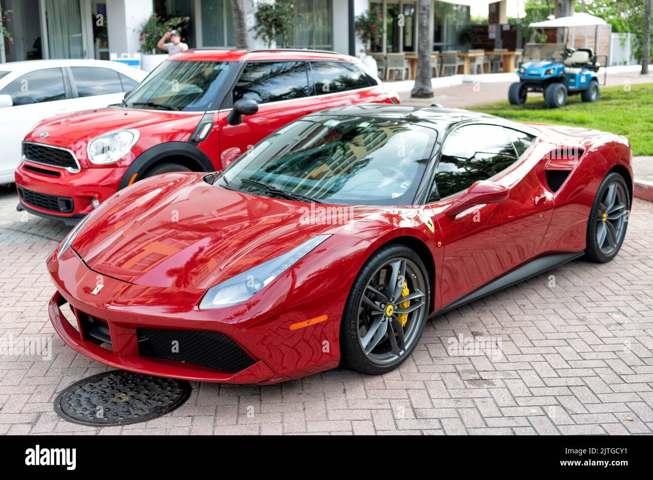 Miami Beach, Florida USA - April 18, 2021: red Ferrari 488 GTB sportcar ...