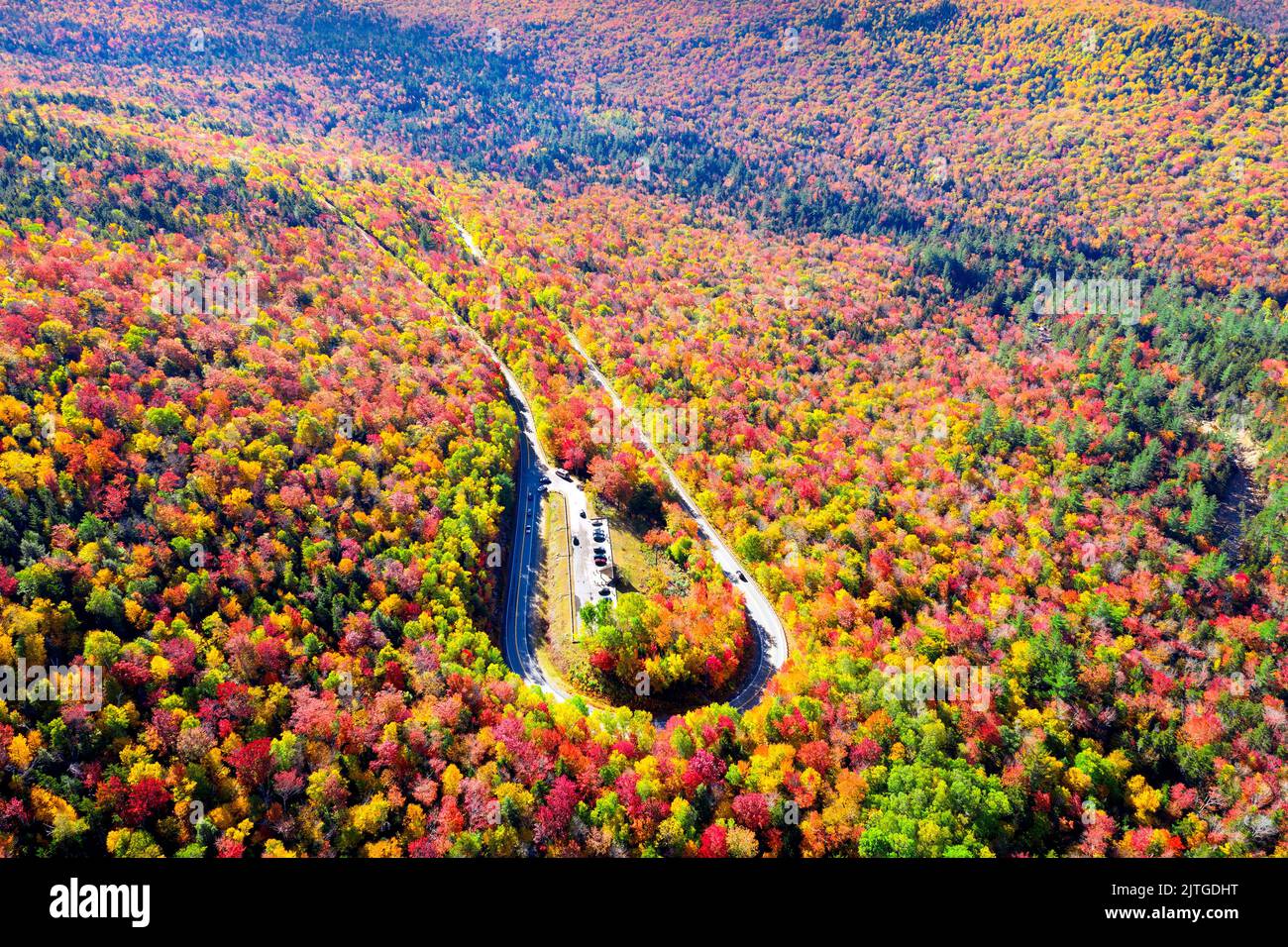 Aerial View Kancamagus Highway and the White Mountain Forest New ...