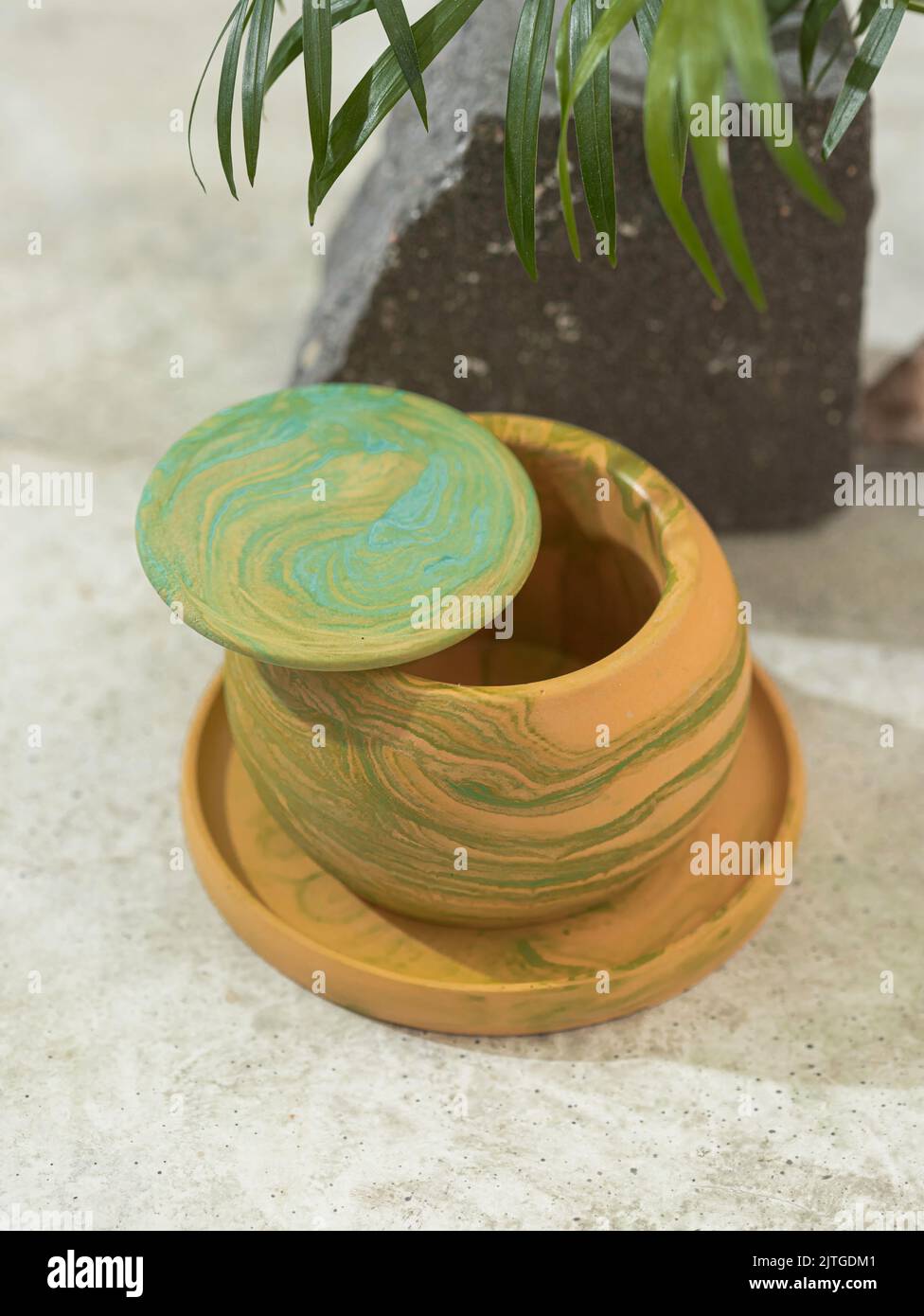 Plaster candlestick, decor interior. Handmade pots made for plants ...