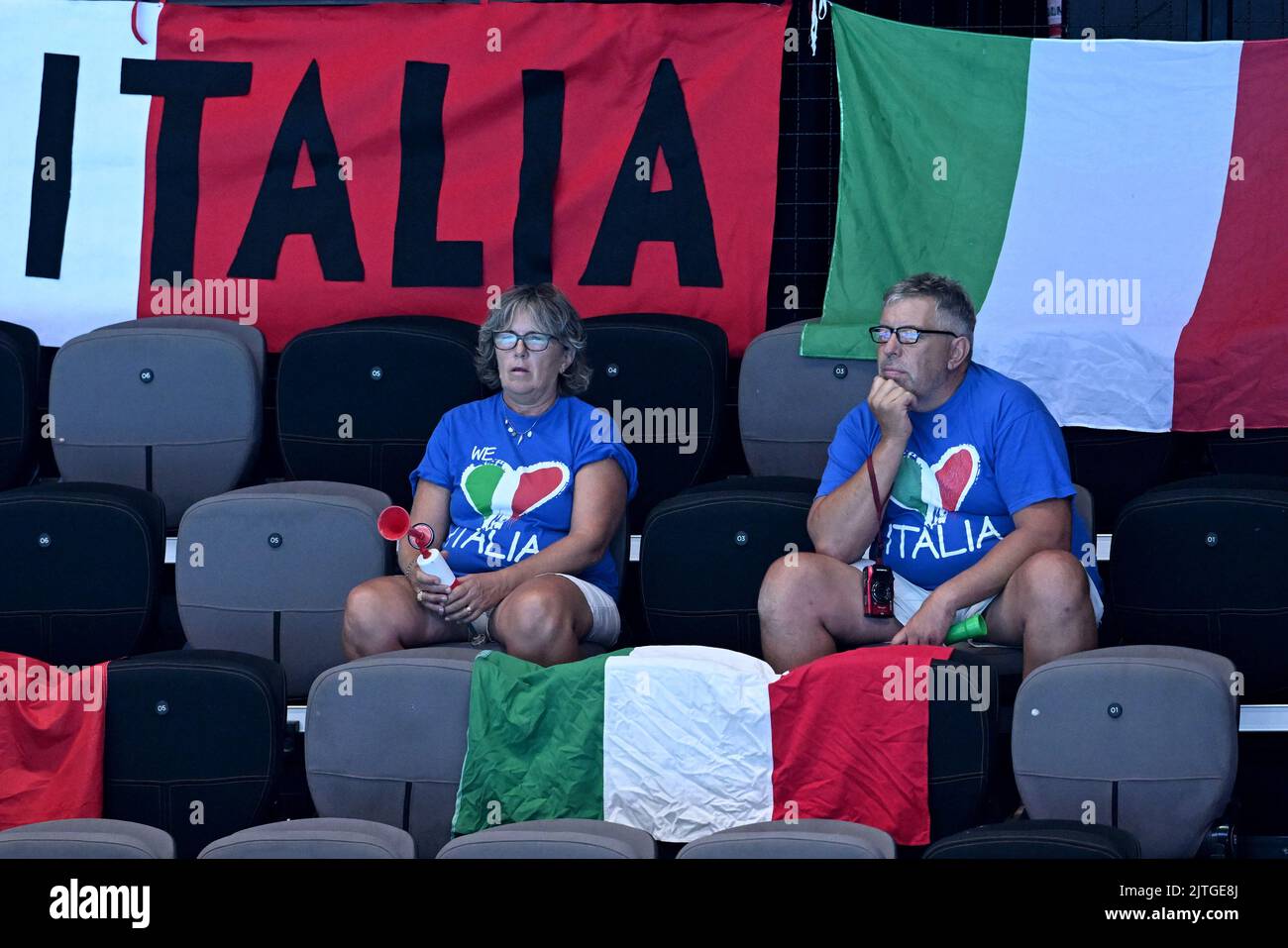 SPLIT, CROATIA - AUGUST 30: Supporters cheer in the stands during the ...