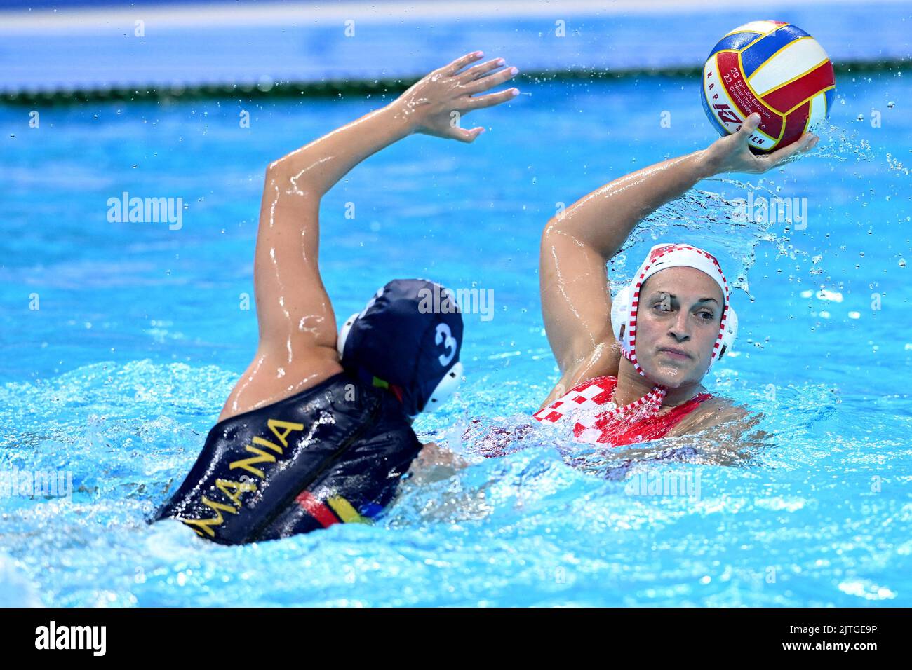 SPLIT, CROATIA - AUGUST 30: Emmi Miljkovic of Croatia and Krisztina ...