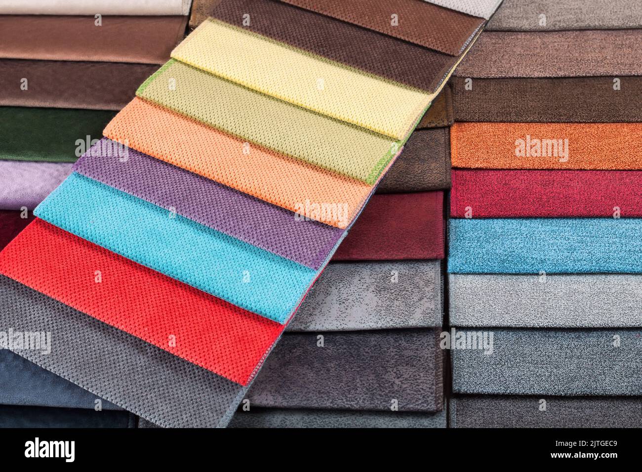 Color samples of the upholstery fabric in the assortment Stock Photo ...