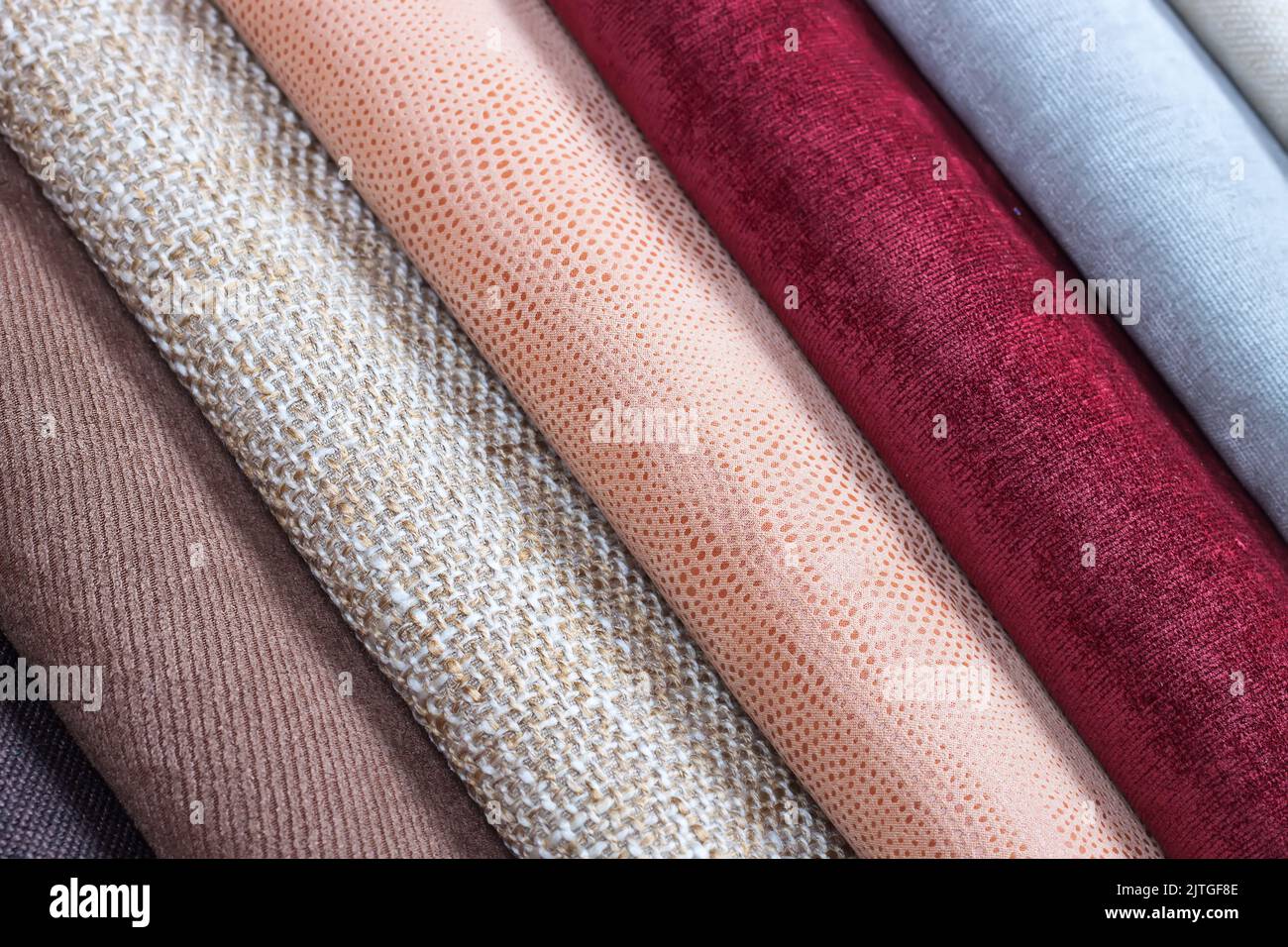 Multi color fabric texture samples. Shallow depth of field Stock Photo ...