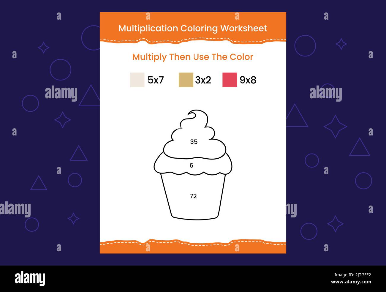 Multiplication Coloring worksheet with the image. Color by numbers math ...