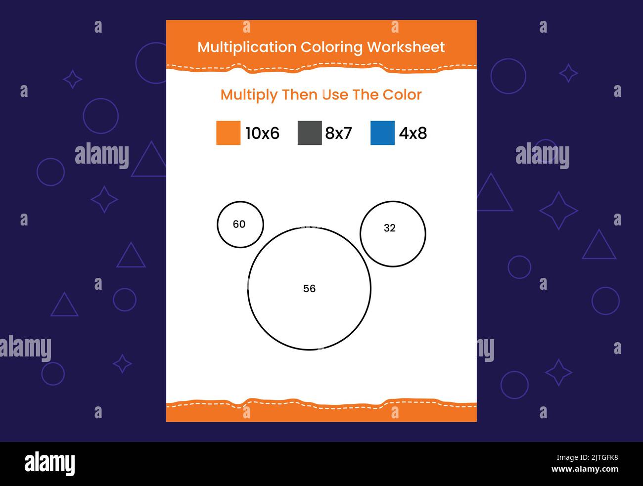Multiplication Coloring worksheet with the image. Color by numbers math ...