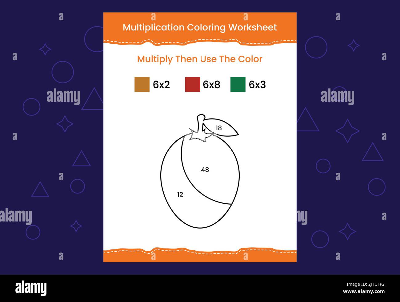 Multiplication Coloring worksheet with the image. Color by numbers math ...