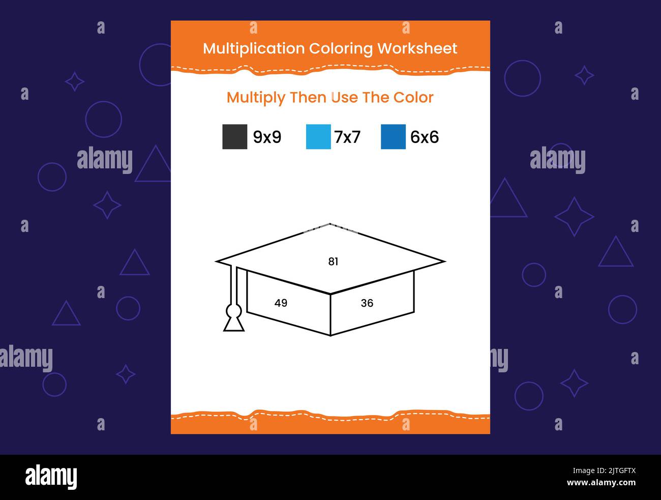 Multiplication Coloring worksheet with the image. Color by numbers math ...