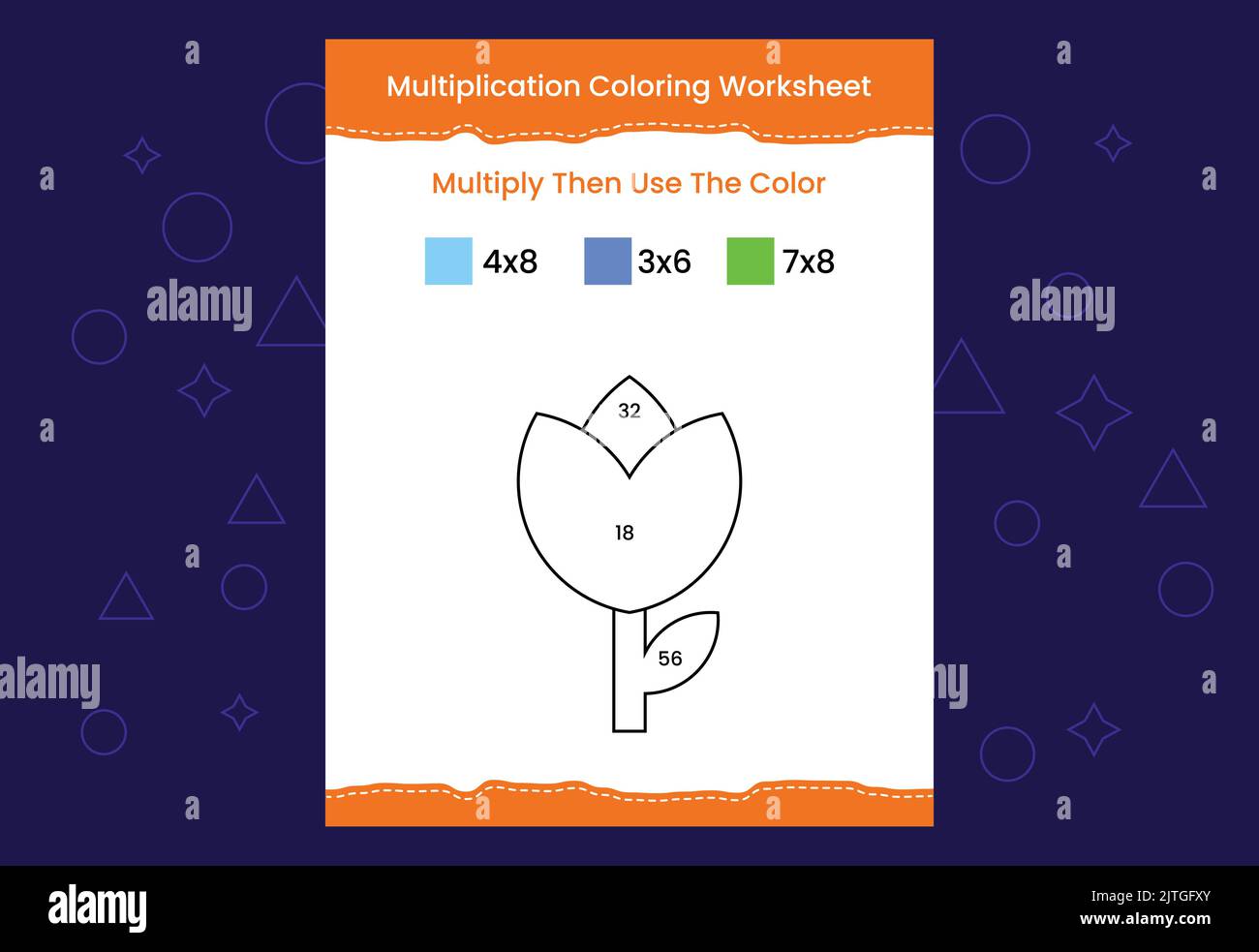 Multiplication Coloring worksheet with the image. Color by numbers math ...