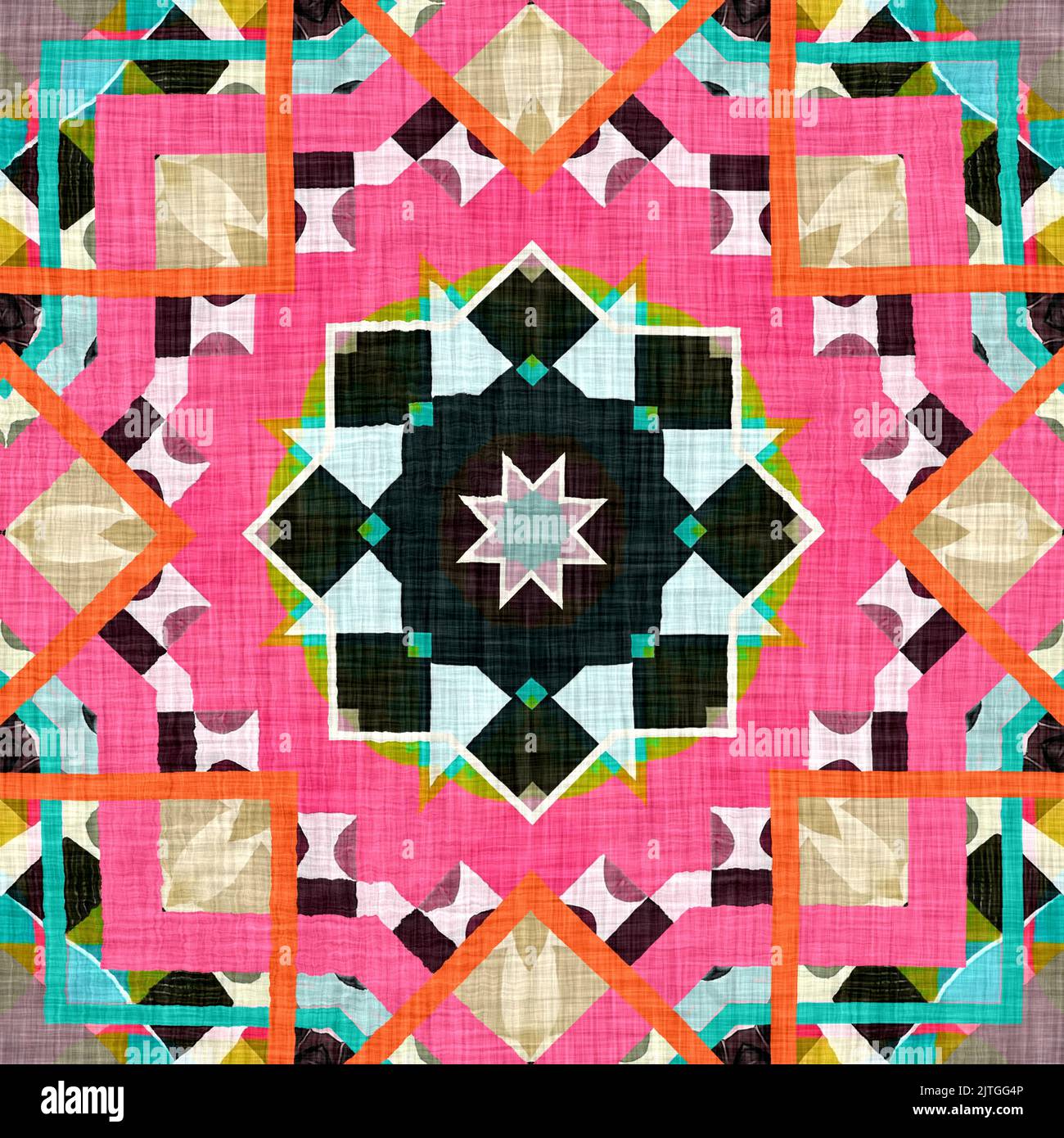 Kitsch pattern geometric retro design in seamless background. Trendy ...