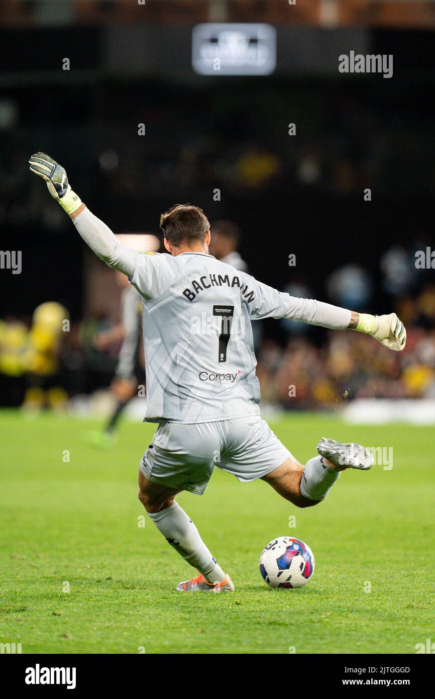 Daniel Bachmann #1 of Watford goal kick Stock Photo - Alamy