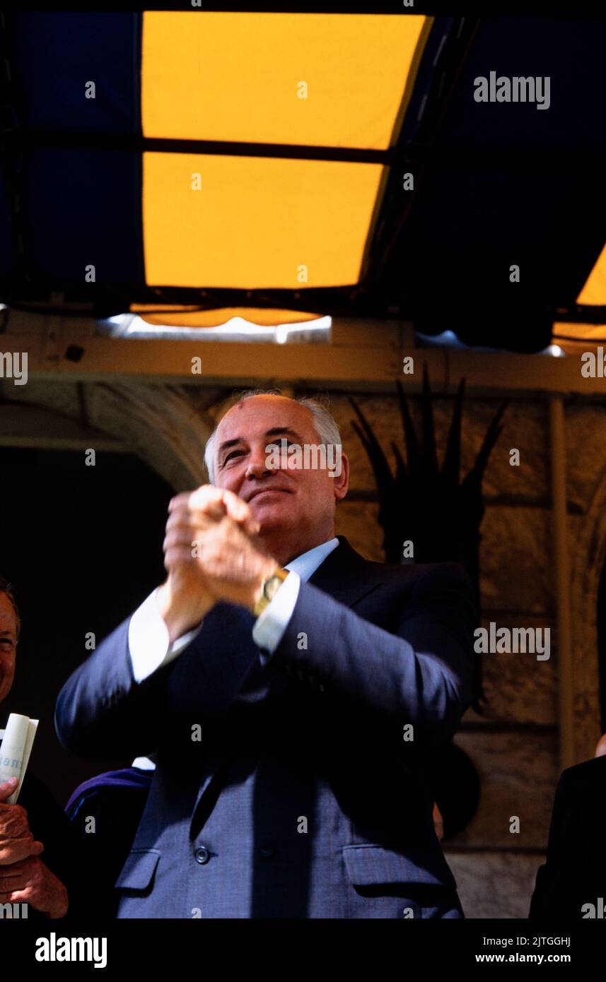 Soviet President Mikhail Gorbachev, received a doctor of laws degree in ...