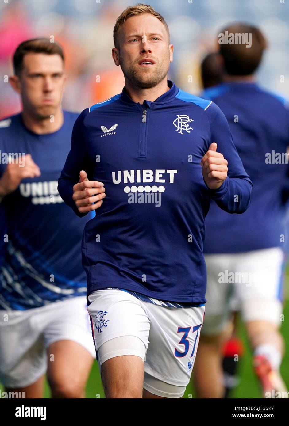Rangers' Scott Arfield warms up ahead of the Premier Sports Cup second ...