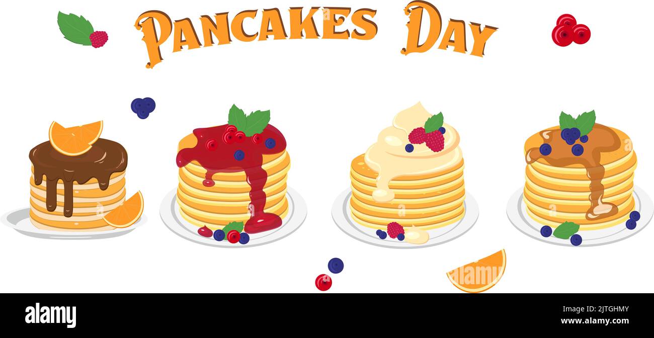 American breakfast pancakes stacked Stock Vector Images - Alamy