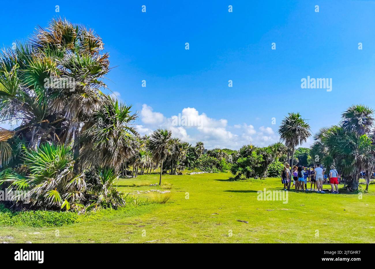 Tulum Mexico 01. August 2022 Ancient Tulum ruins Mayan site with temple ...