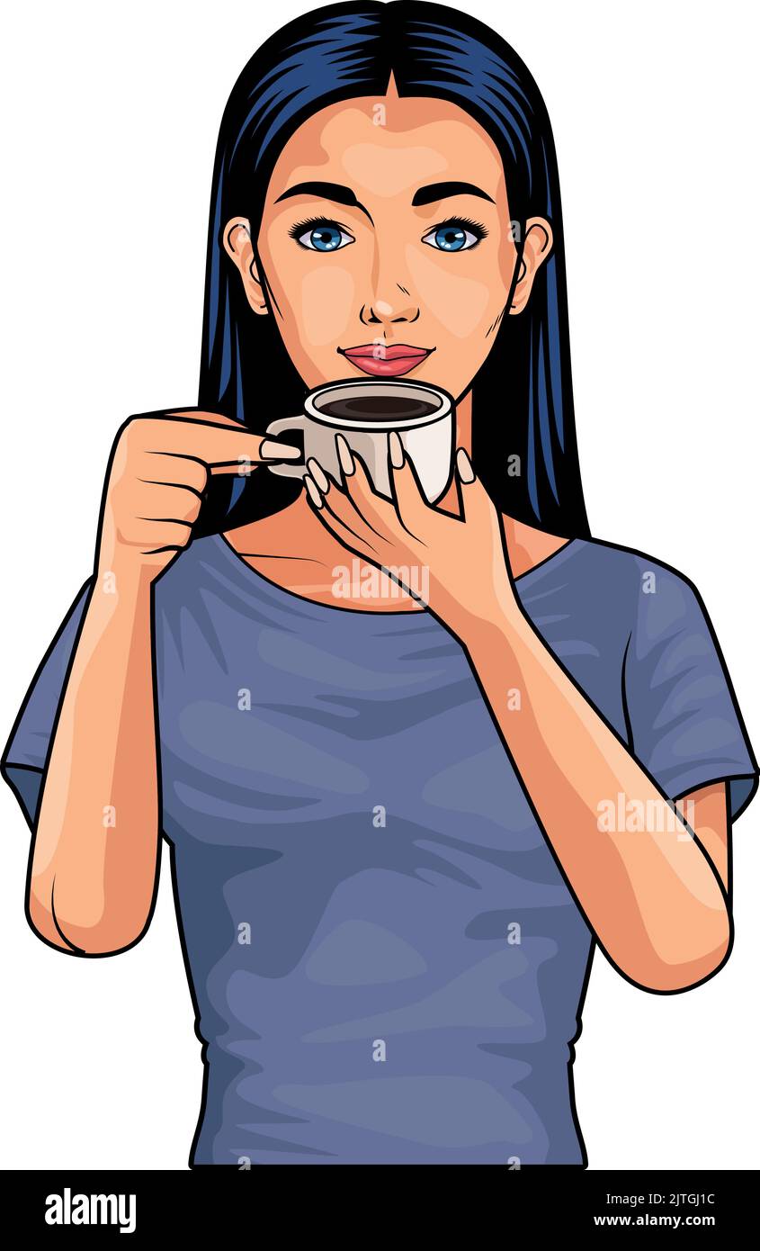 Coffee cup drink girl model Stock Vector Images - Alamy