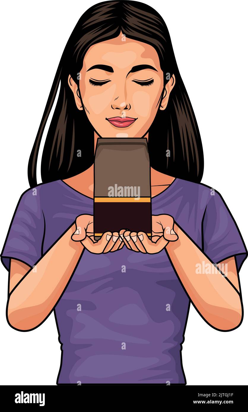 woman lifting coffee bag Stock Vector Image & Art - Alamy