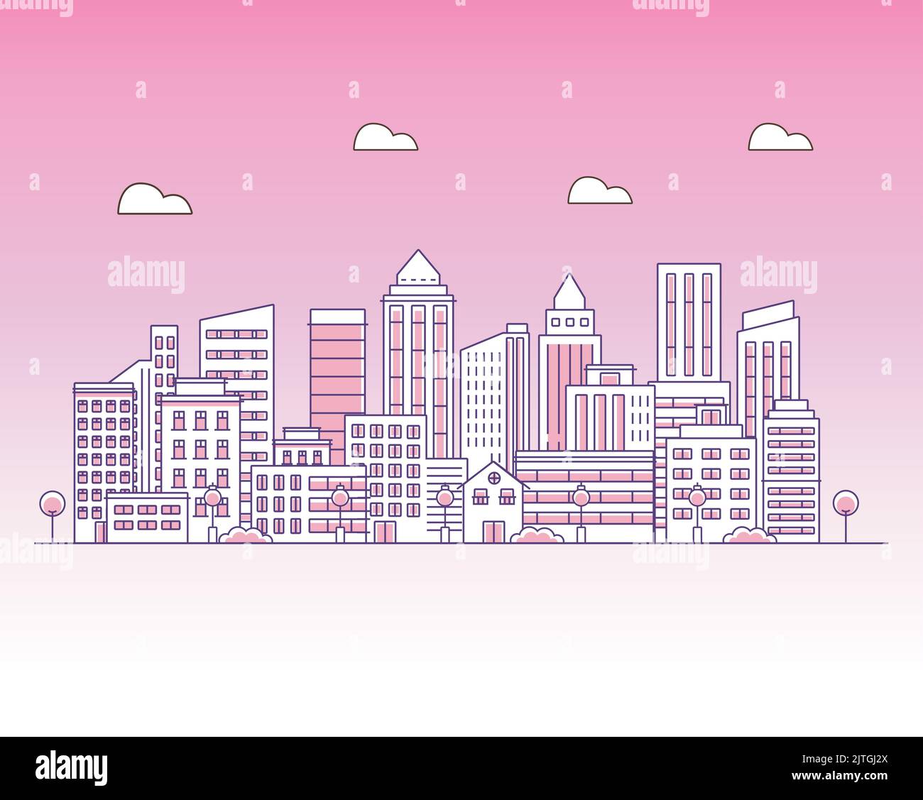 buildings and clouds pink scene Stock Vector Image & Art - Alamy
