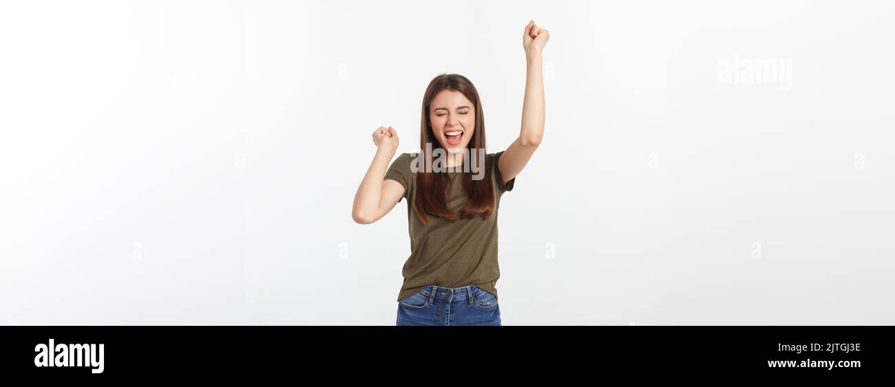 Winning success woman happy ecstatic celebrating being a winner ...