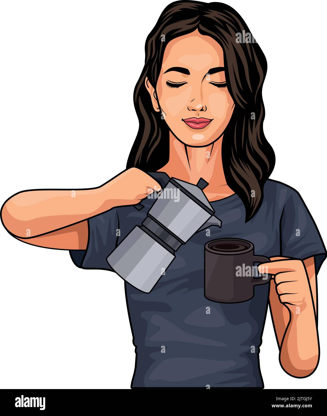 woman serving coffee Stock Vector Image & Art - Alamy