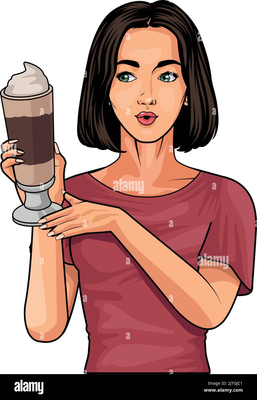 woman with iced coffee Stock Vector Image & Art - Alamy
