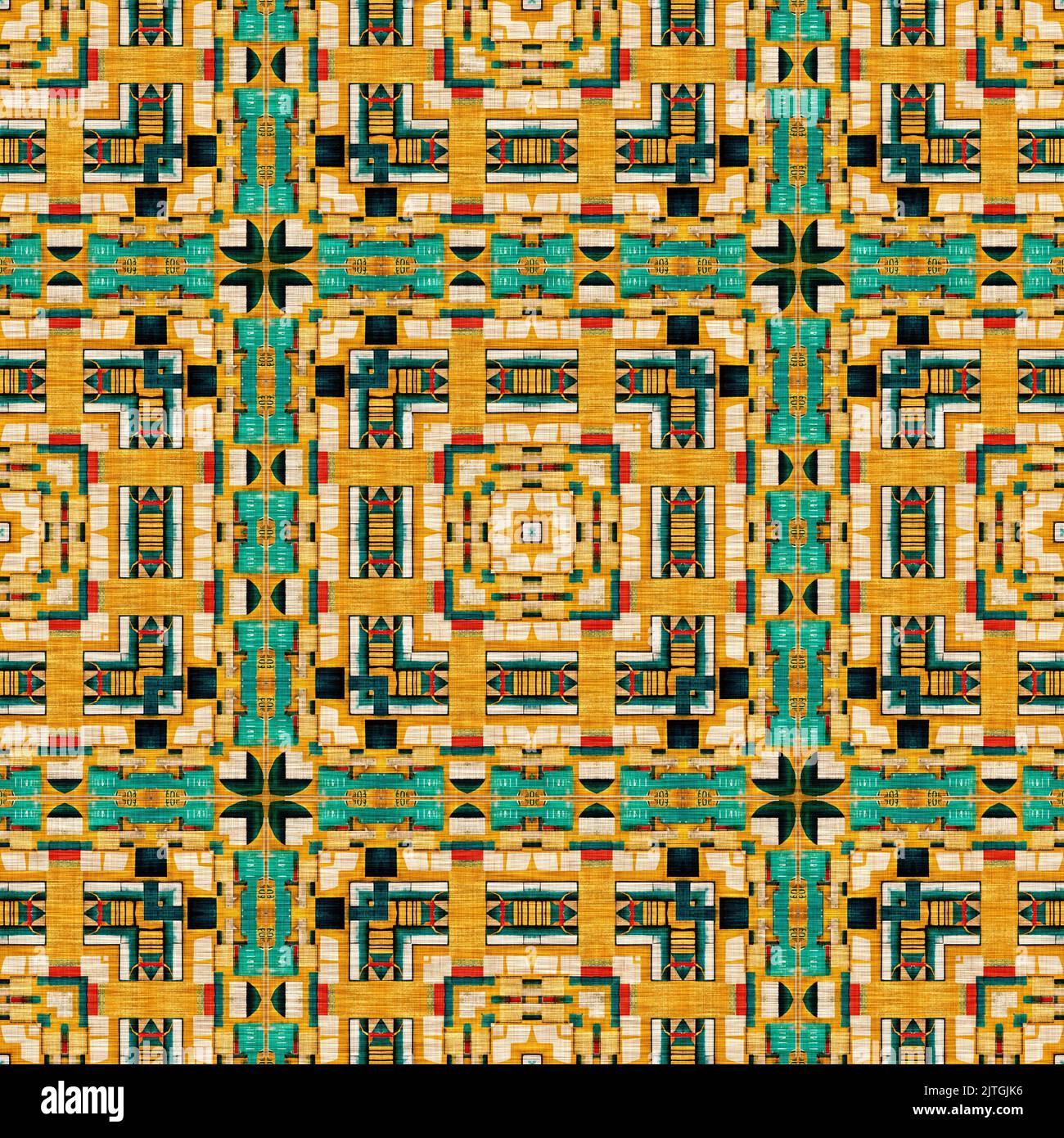 Traditional tile mosaic seamless pattern print. Fabric effect mexican ...