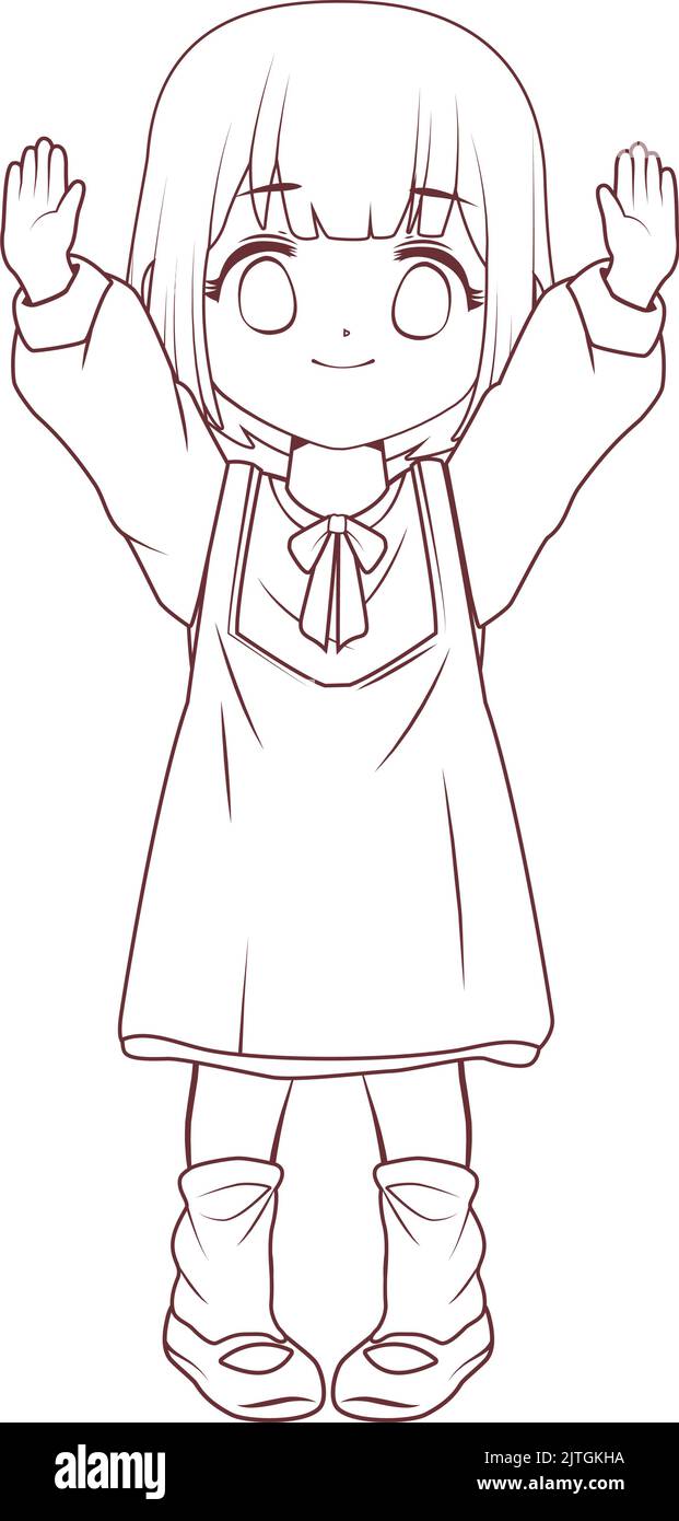 happy little girl anime style Stock Vector Image & Art - Alamy