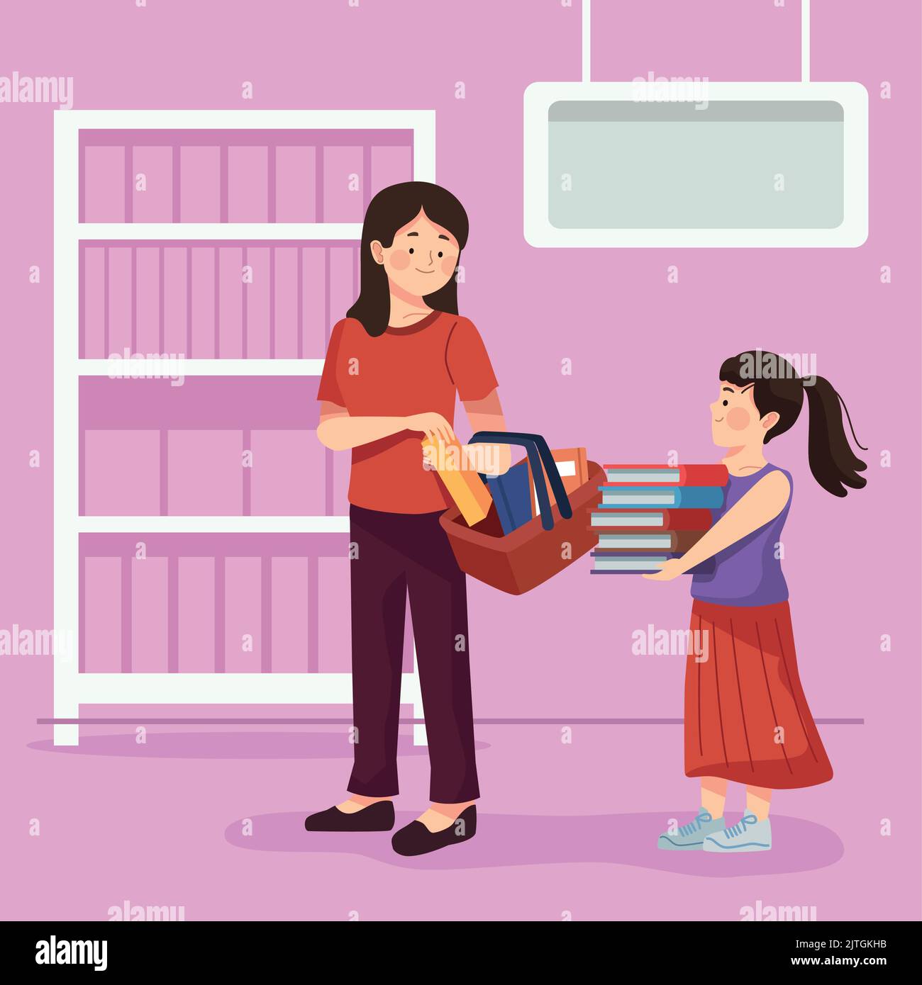 mon and daughter buying school supplies Stock Vector Image & Art - Alamy