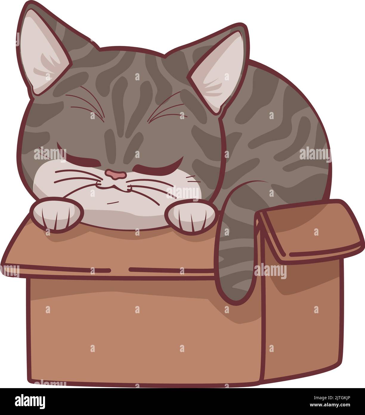 cute cat in box anime style Stock Vector Image & Art - Alamy