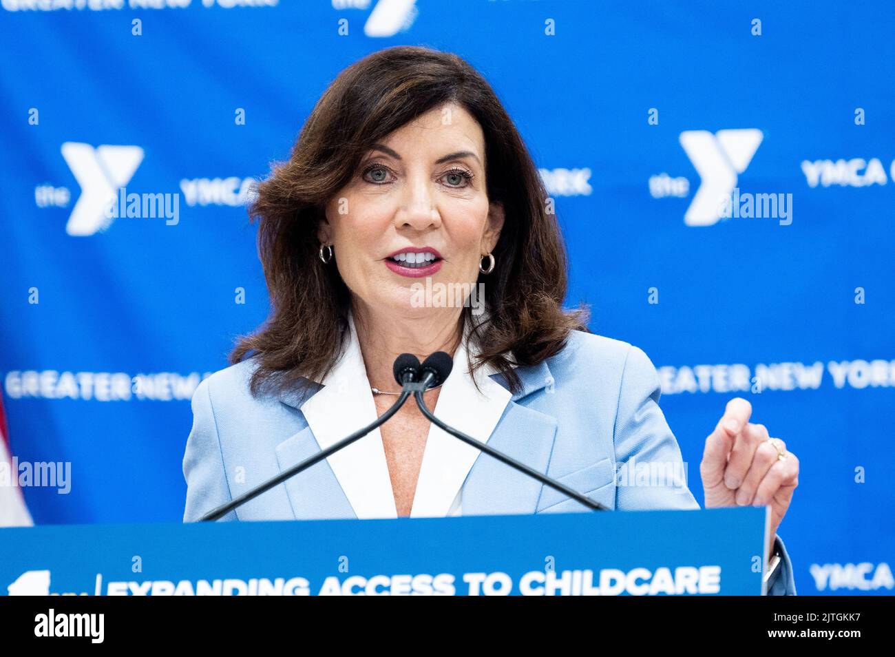 New York State Governor Kathy Hochul (D) speaks at a press conference ...