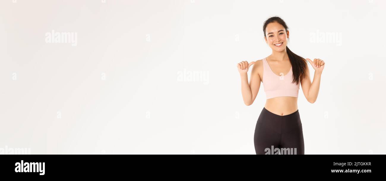Sport Wellbeing And Active Lifestyle Concept Smiling Slim And Strong