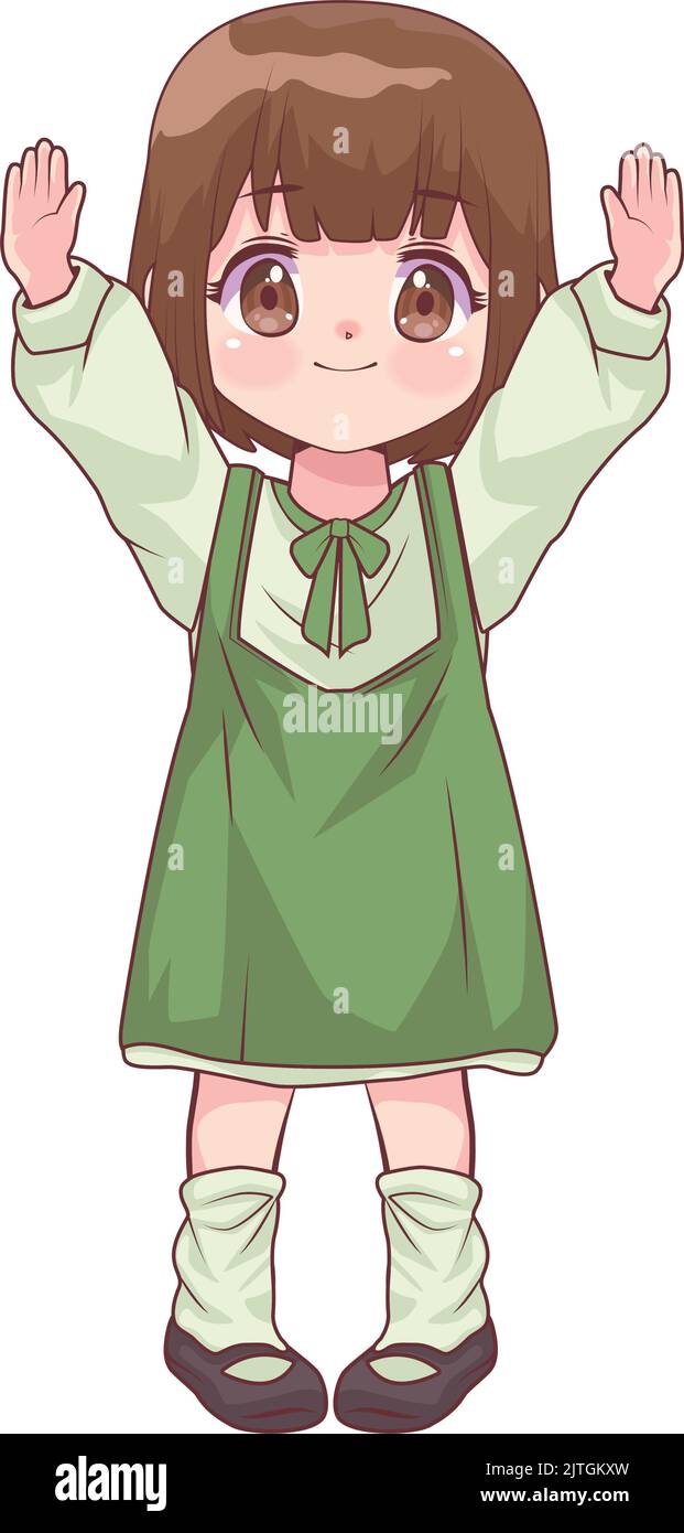 little girl celebrating anime style Stock Vector Image & Art - Alamy