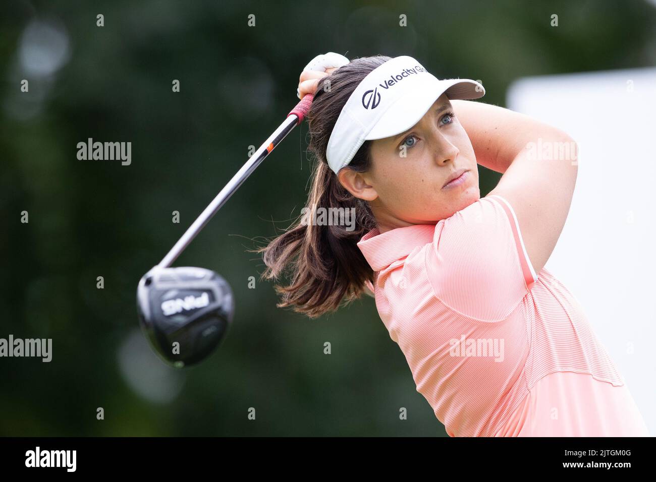August 25, 2022: Albane Valenzuela of Switzerland tees off at the first ...