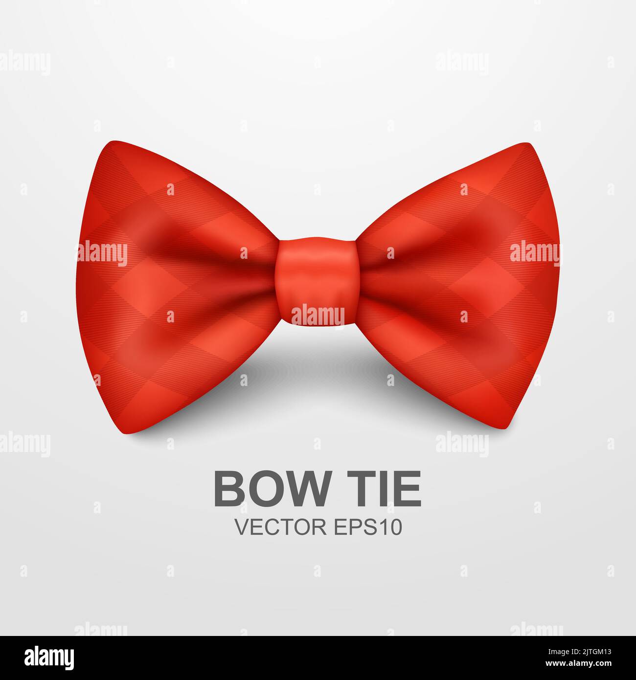 Vector Bow Tie for Father's Day Design. 3d Realistic Silk Red Checkered Bow Tie. Glossy Bowtie ...