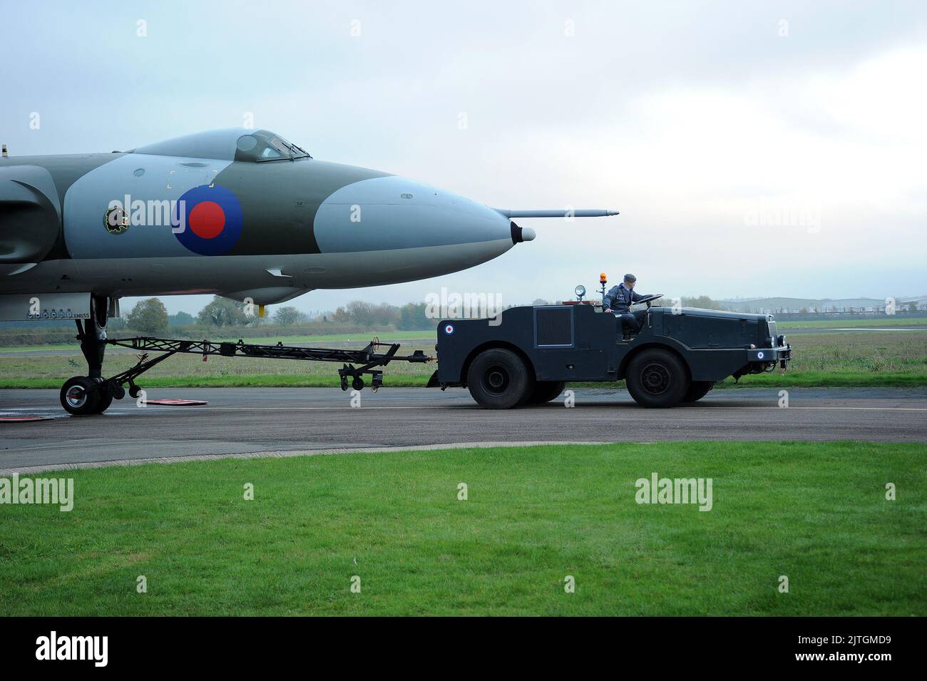 XM655, Aircraft Tug and re-enactors at Wellesbourne Airfield Stock ...