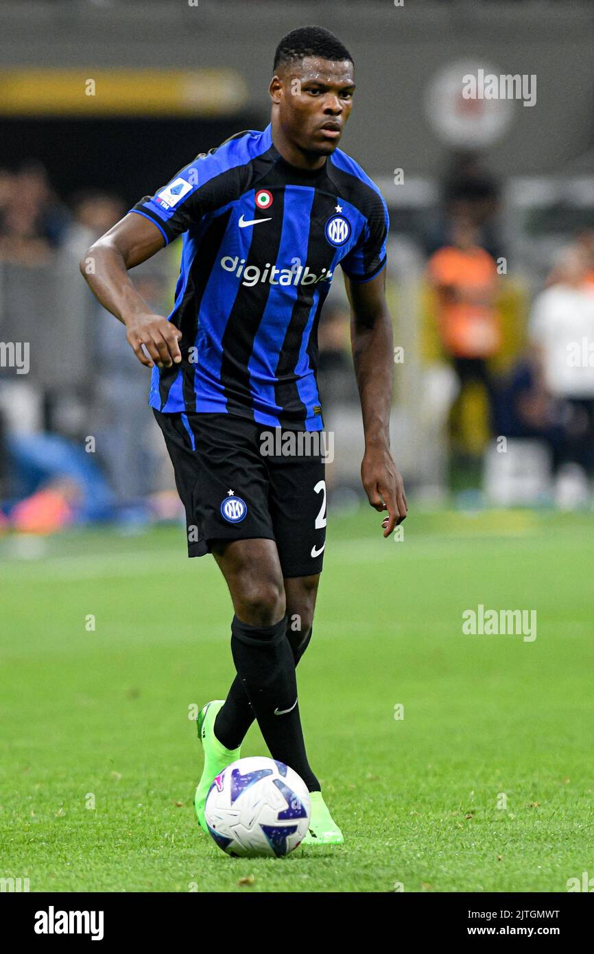 Denzel Dumfries of FC Internazionale during the Italian Serie A football match FC Internazionale ...