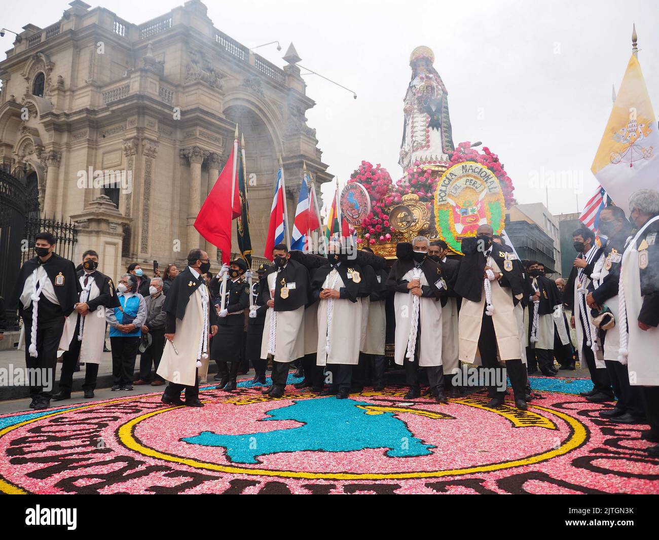 Lima, 30/08/2022, Devotees carrying the image of Santa Rosa de Lima on ...