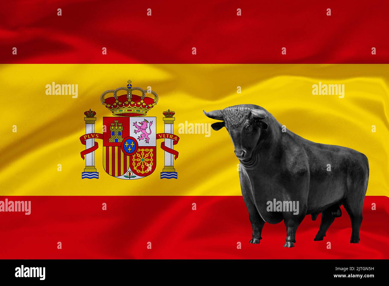 Flag of Spain, bull market - Rising prices in Spain, Spain Stock Photo ...