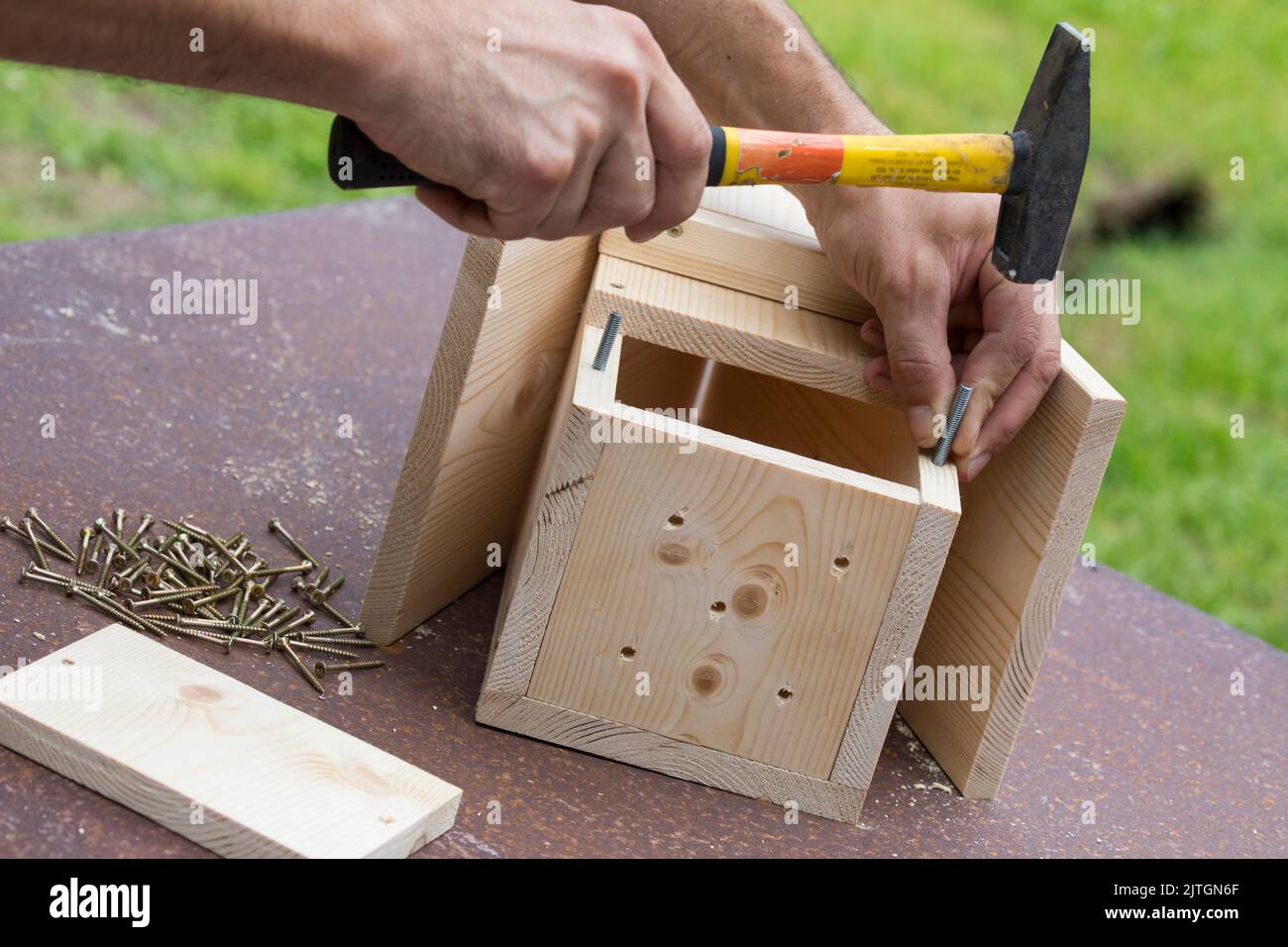 nest box series, step 9/13: glue the threaded rods into the holes in ...