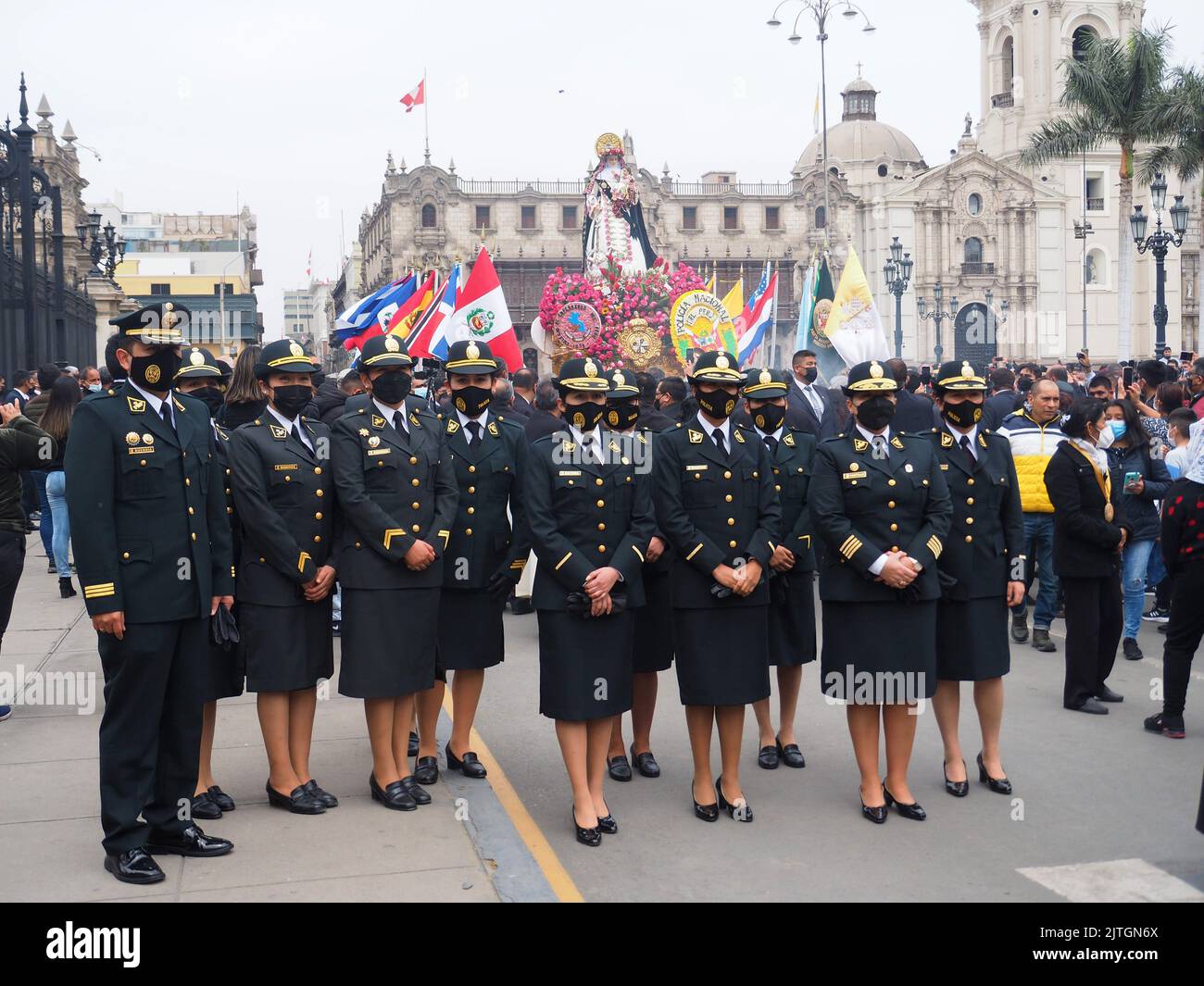 Lima, 30/08/2022, Group of police women participating in the procession ...