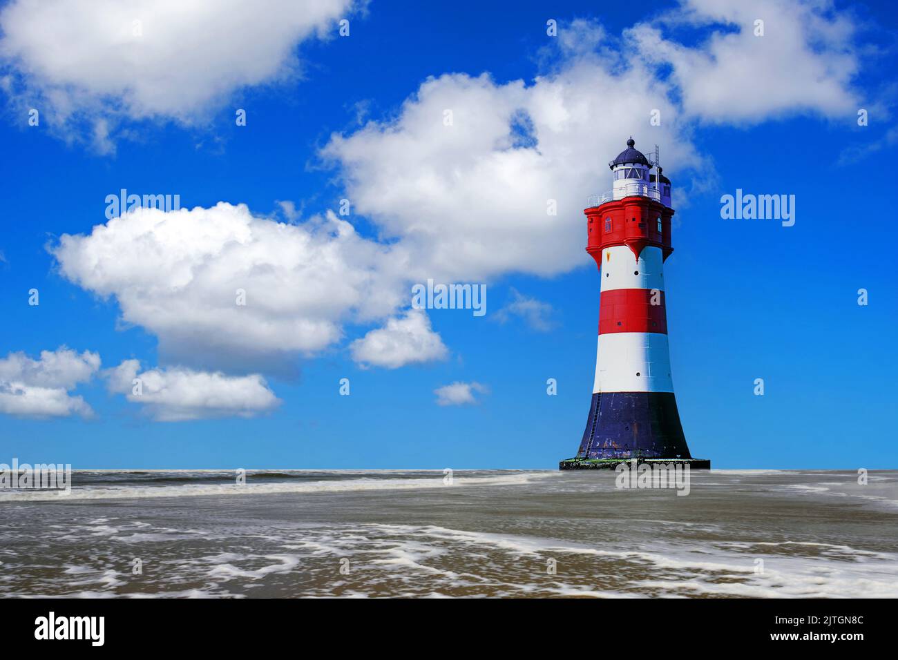 Lighthouse Roter Sand (red sand) at the Weser mouth, Germany, Bremen ...