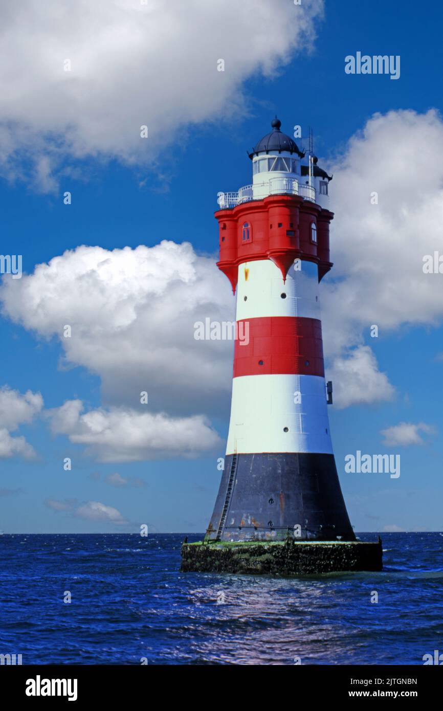 Lighthouse Roter Sand (red sand) at the Weser mouth, Germany, Bremen ...