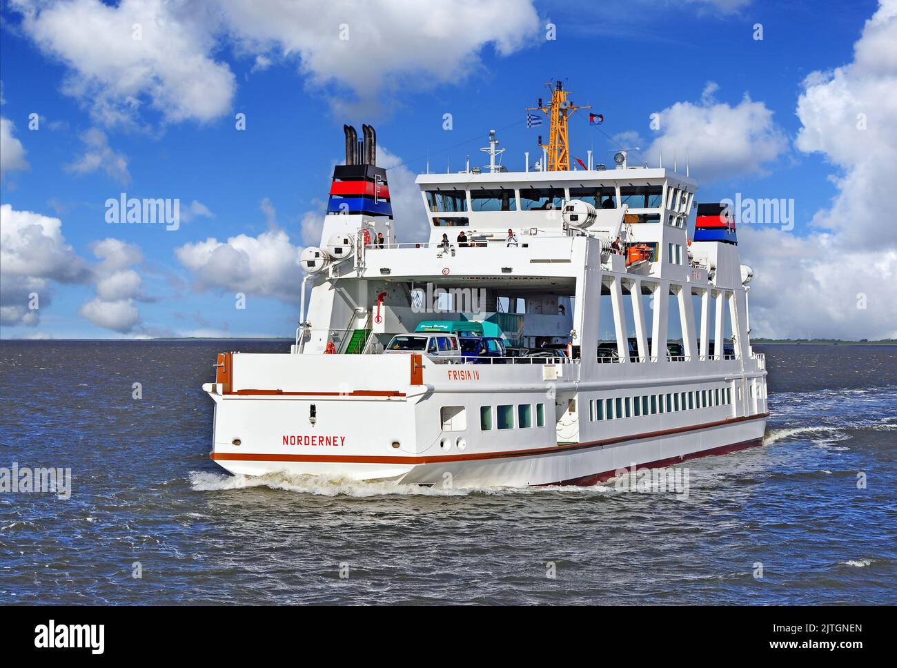 Ferry Frisia IV on its way from Norddeich-Mole to Norderney, Germany ...